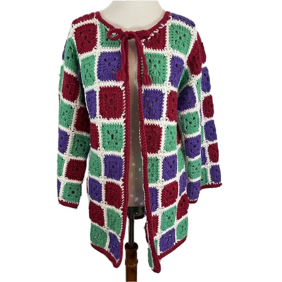Handmade | Sweaters | Handmade Granny Square Cardigan Sweater Boho ...